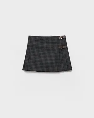 Prada Checked Wool Miniskirt - Navy
