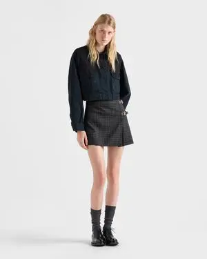Prada Checked Wool Miniskirt - Navy