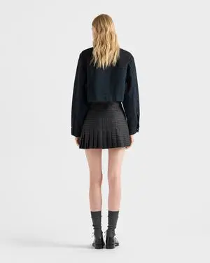 Prada Checked Wool Miniskirt - Navy