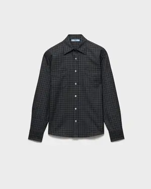 Prada Checked Wool Shirt - Navy