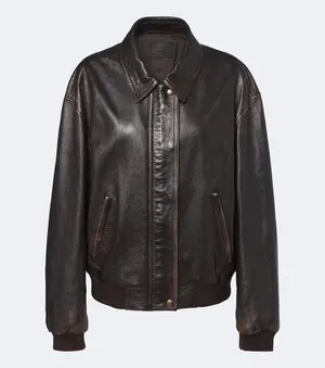 Prada Oversized Leather Blouson Jacket
