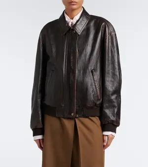 Prada Oversized Leather Blouson Jacket