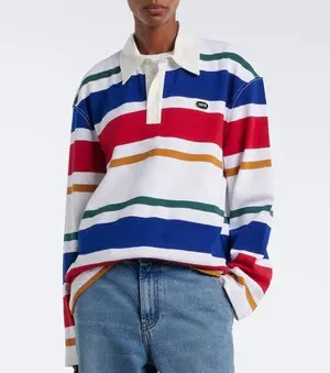 AMI Paris Striped Oversized Cotton Polo Shirt