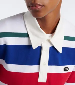 AMI Paris Striped Oversized Cotton Polo Shirt