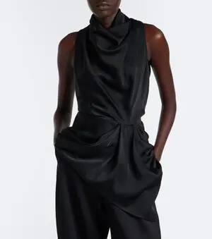 Givenchy Draped Satin Top - Black