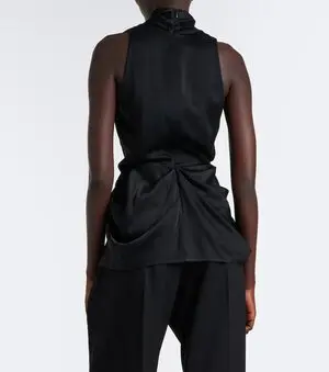 Givenchy Draped Satin Top - Black