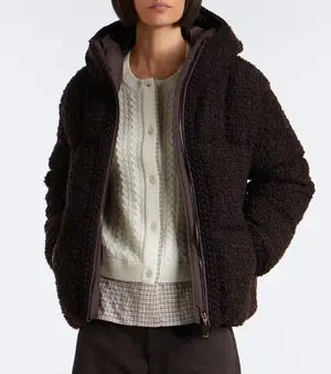 Moncler Cable-knit Checked Wool And Cashmere Cardigan