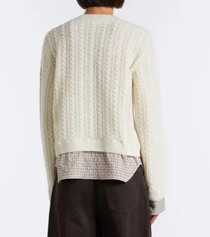 Moncler Cable-knit Checked Wool And Cashmere Cardigan