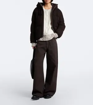 Moncler Cable-knit Checked Wool And Cashmere Cardigan