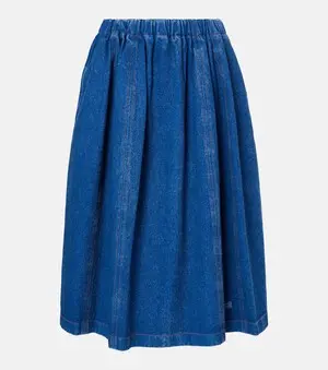 Marni Denim Midi Skirt In Ocean - Blue