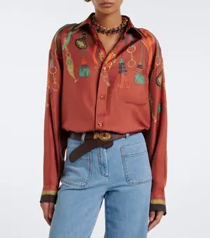 Etro Printed Silk Satin Shirt