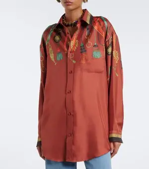 Etro Printed Silk Satin Shirt