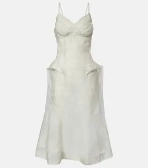 Alexander McQueen Peplum Silk Lace Corset Dress