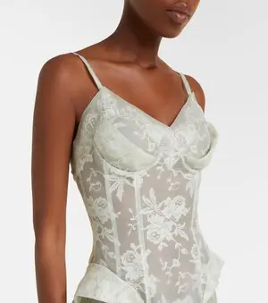 Alexander McQueen Peplum Silk Lace Corset Dress