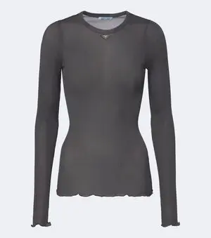 Prada Ribbed-knit Silk Top