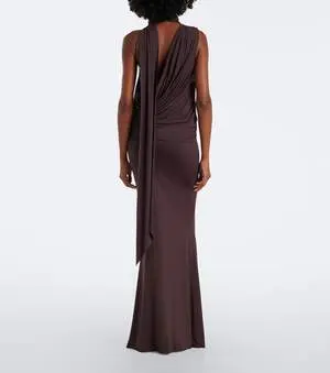 DE LA VALI Lurna Draped Jersey Maxi Dress
