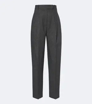 RÓHE Daria Pleated Wool-blend Straight Pants