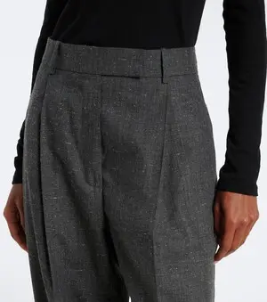 RÓHE Daria Pleated Wool-blend Straight Pants