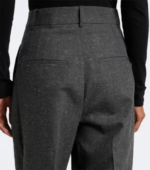 RÓHE Daria Pleated Wool-blend Straight Pants