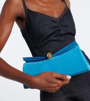 Jacquemus Valérie Croc-effect Leather Clutch - Blue