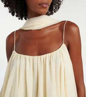 DE LA VALI Inara Gathered Chiffon Maxi Dress