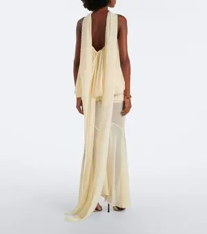 DE LA VALI Inara Gathered Chiffon Maxi Dress