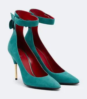 Valentino Garavani Fatale Bow-detail Suede Pumps - Green
