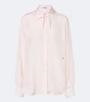 Prada Tie-neck Silk Poplin Blouse
