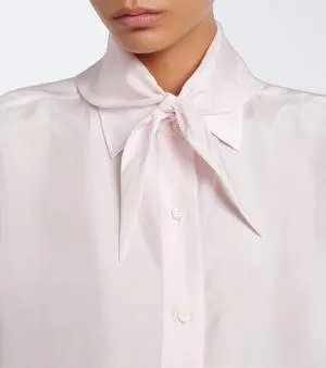 Prada Tie-neck Silk Poplin Blouse