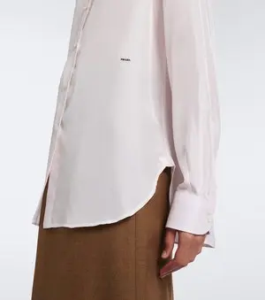 Prada Tie-neck Silk Poplin Blouse