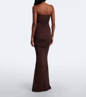 Retrofete Isadore Draped Strapless Mesh Dress