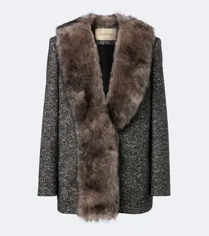 Valentino Garavani Shearling-trimmed Wool-blend Blazer