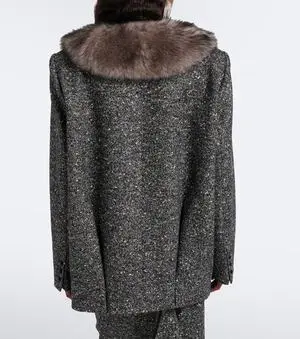 Valentino Garavani Shearling-trimmed Wool-blend Blazer
