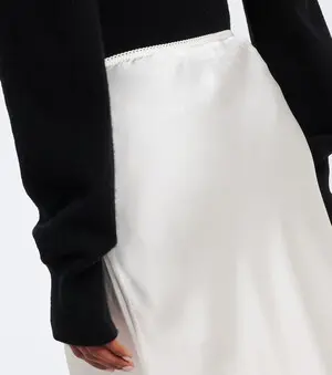 DÔEN Elouvette Lace-trimmed Silk Satin Midi Skirt
