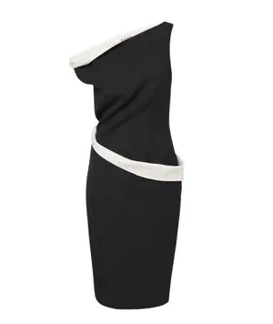 RÓHE Paneled One-shoulder Wool-blend Midi Dress - Black