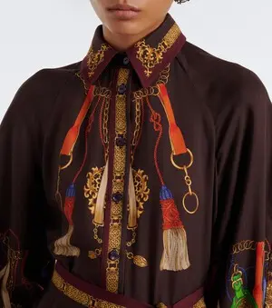 Etro Printed Wool And Silk-blend Shirt Dress