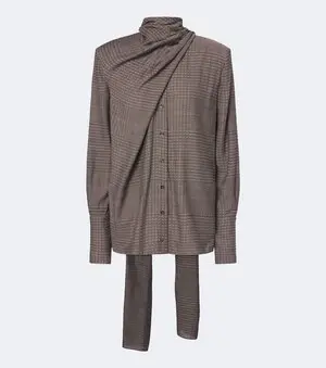 MUGLER Scarf-detail Blouse - Brown