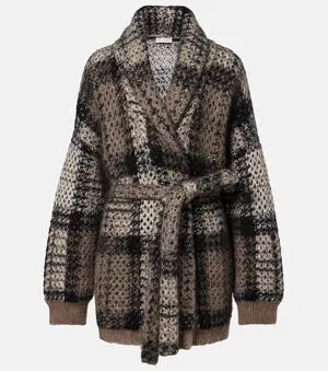 Brunello Cucinelli Checked Sequined Wrap Cardigan