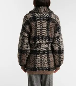 Brunello Cucinelli Checked Sequined Wrap Cardigan
