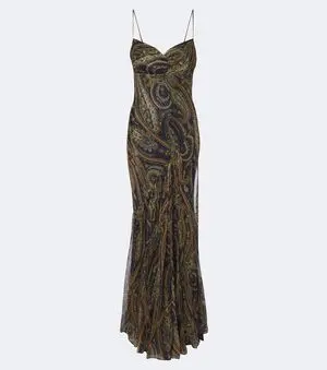 Etro Paisley Silk-blend Chiffon Gown