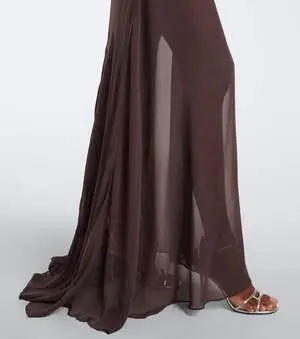 DE LA VALI Fiorela Chiffon Maxi Dress