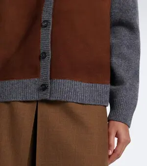 Prada Suede-trimmed Virgin Wool Cardigan