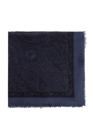 Etro Scarf With Raw Edge - Navy Blue