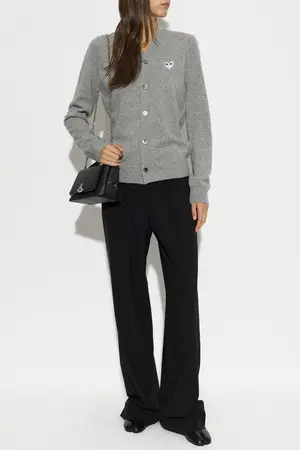 Play Comme Des Garcon Wool Cardigan With Logo Patch