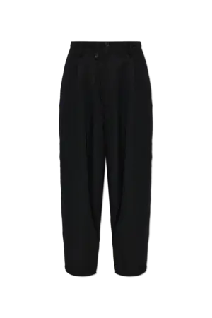 Yohji Yamamoto Wool Wide-leg Trousers - Black