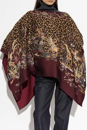 Etro Wool Poncho With Animal Motif