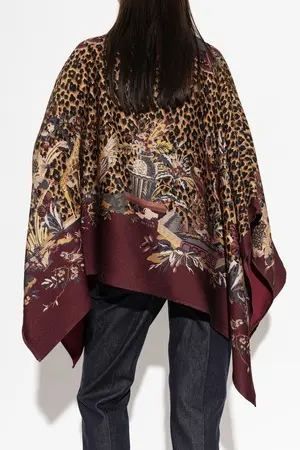 Etro Wool Poncho With Animal Motif