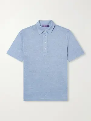 Ralph Lauren Purple Label Linen-jersey Polo Shirt - Blue