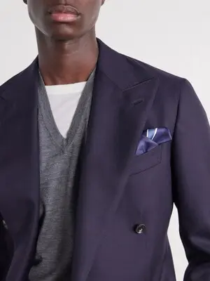 Zegna Printed Silk-twill Pocket Square - Blue