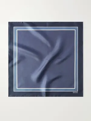 Zegna Printed Silk-twill Pocket Square - Blue